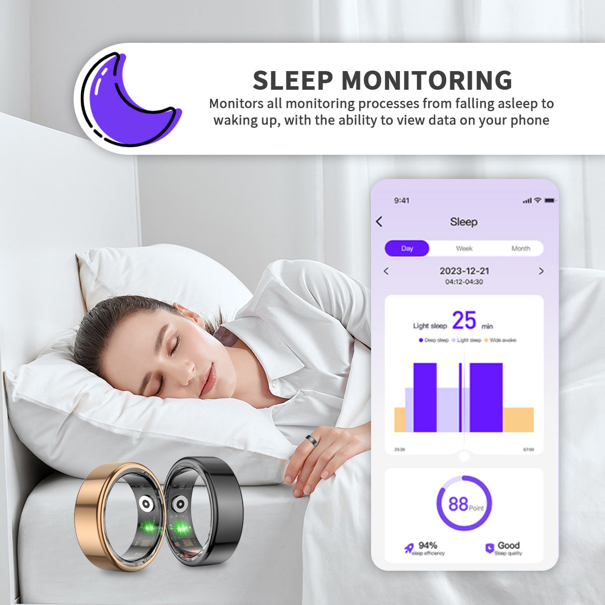 🎊50% Off Smart Wearables - Waterproof Smart Ring Blood Oxygen Sleep Mo ...